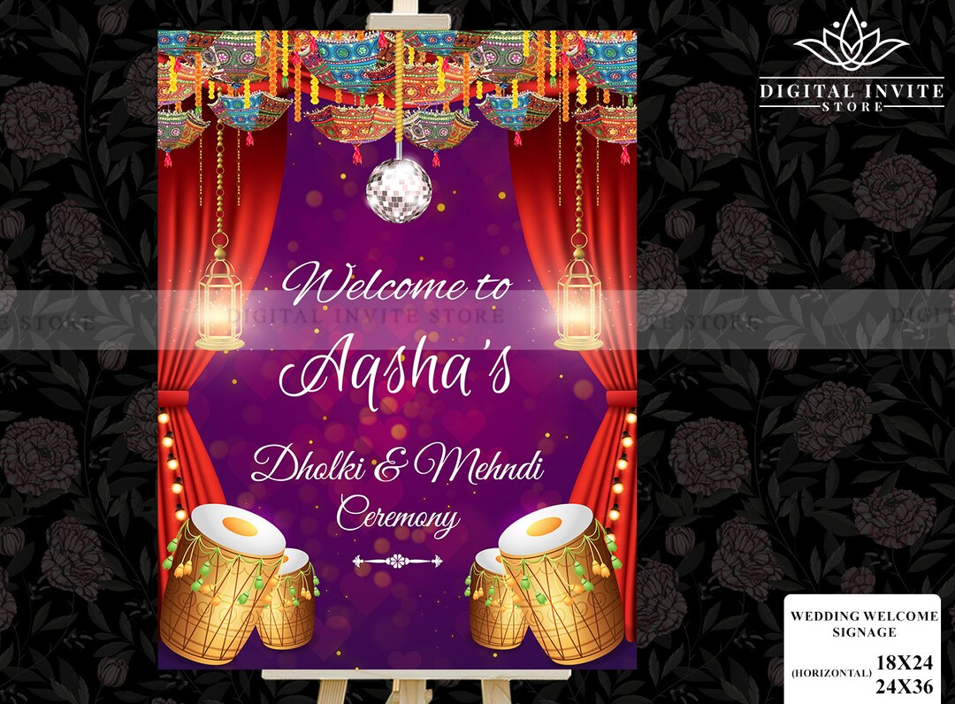 Pakistani Dholki Signs With Umbrella Theme, Muslim Dholak Night Signs ...