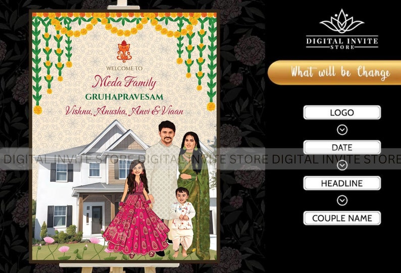 Housewarming Signs as Telugu Housewarming Sign, Gruha Pravesham Sign as ...