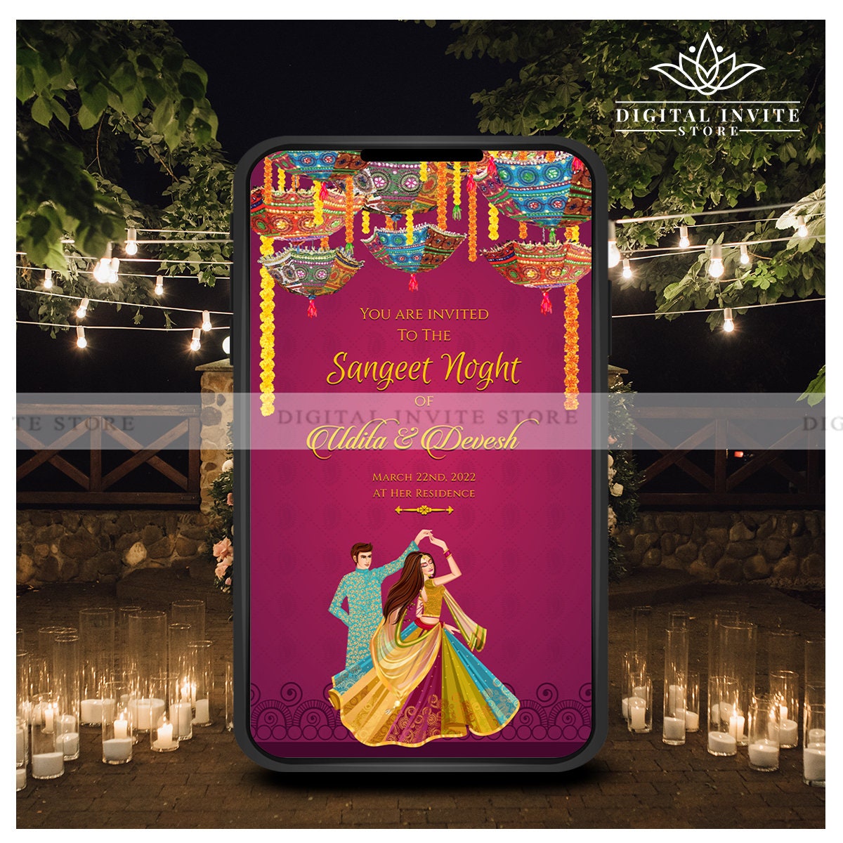 Sangeet Party Invite Card Sangeet Invites Sangeet Night - Etsy