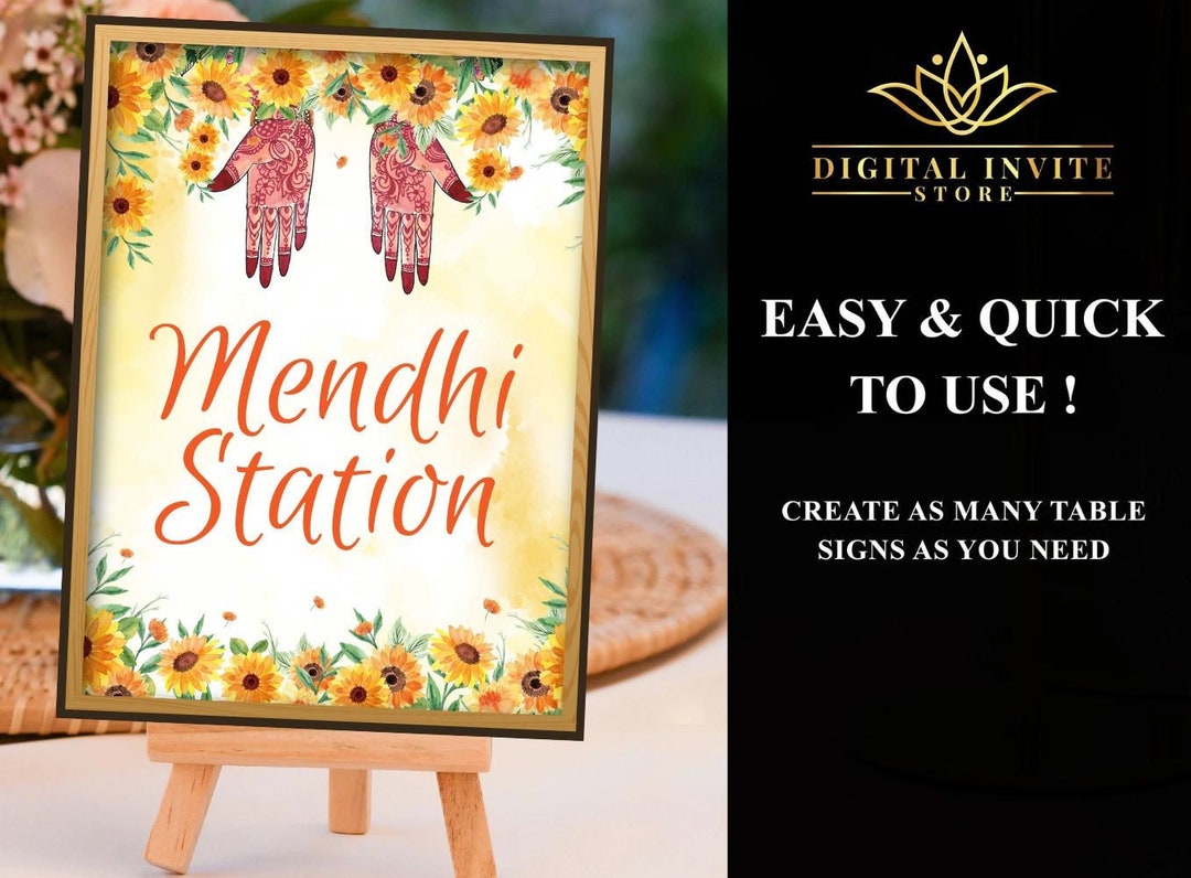 Mehndi Decorations Henna Station Sign, Dholki Decoration & Mehndi Decor ...