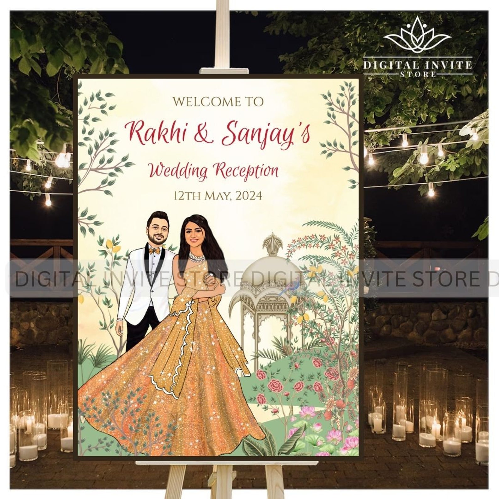 Gold Theme Reception Welcome Signages, Welcome to Our Reception Signs ...