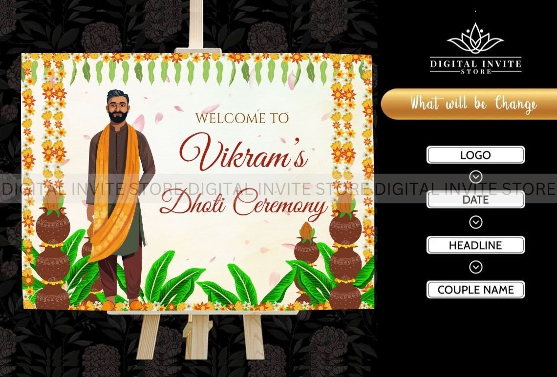 Dhoti Ceremony Sign & Pancha Kattu Sign, Panchalu Welcome Sign as Dhoti ...
