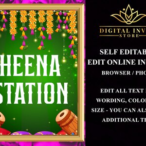 Mehndi Station Sign Henna Station Sign Dholki Decoration & - Etsy