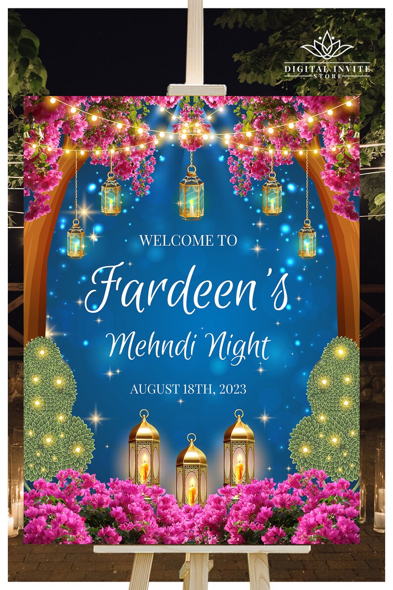 Mehendi Welcome Signage Board Mehndi Signs Lanterns Desi - Etsy