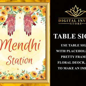 Mehndi Decorations Henna Station Sign, Dholki Decoration & Mehndi Decor ...