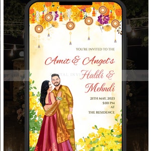 Custom Portrait Haldi Mehndi Template, Haldi Party Invite Cards ...