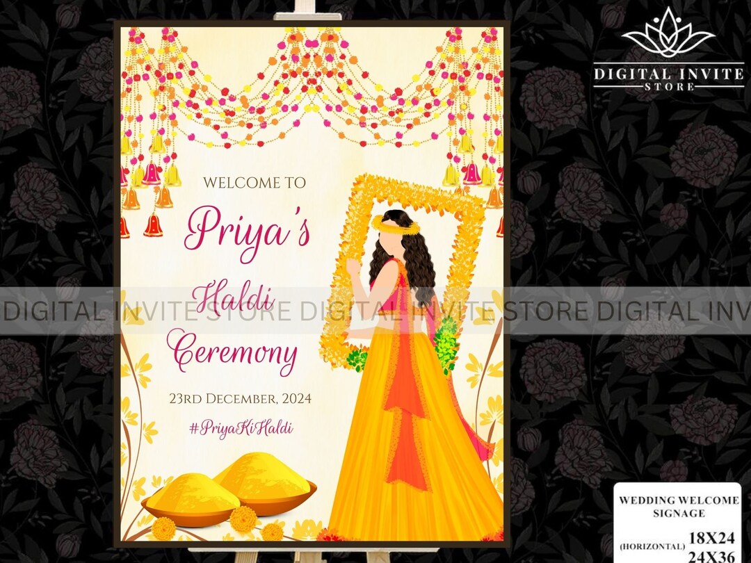 Haldi Welcome Signages as Haldi Signs, Haldi Ceremony Signs & Pithi ...