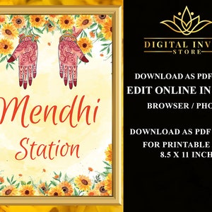 Mehndi Decorations Henna Station Sign, Dholki Decoration & Mehndi Decor ...