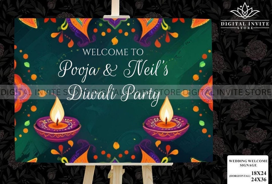 Diwali Welcome Signs, Diwali Signage as Diwali Party Signs & Diwali ...