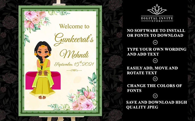 Henna Signage Board as Mehndi Signage Bridal Welcome Signs - Etsy