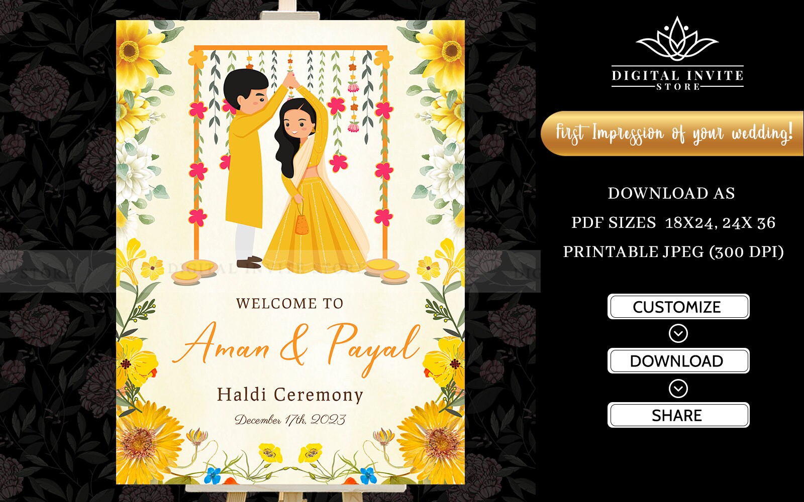 Haldi Welcome Signages as Haldi Signs Haldi Ceremony Signs & - Etsy Canada