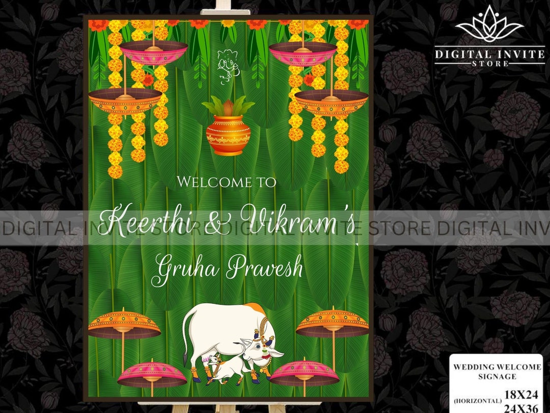 Griha Pravesh Sign as Gruha Pravesam Sign, Housewarming Board as ...