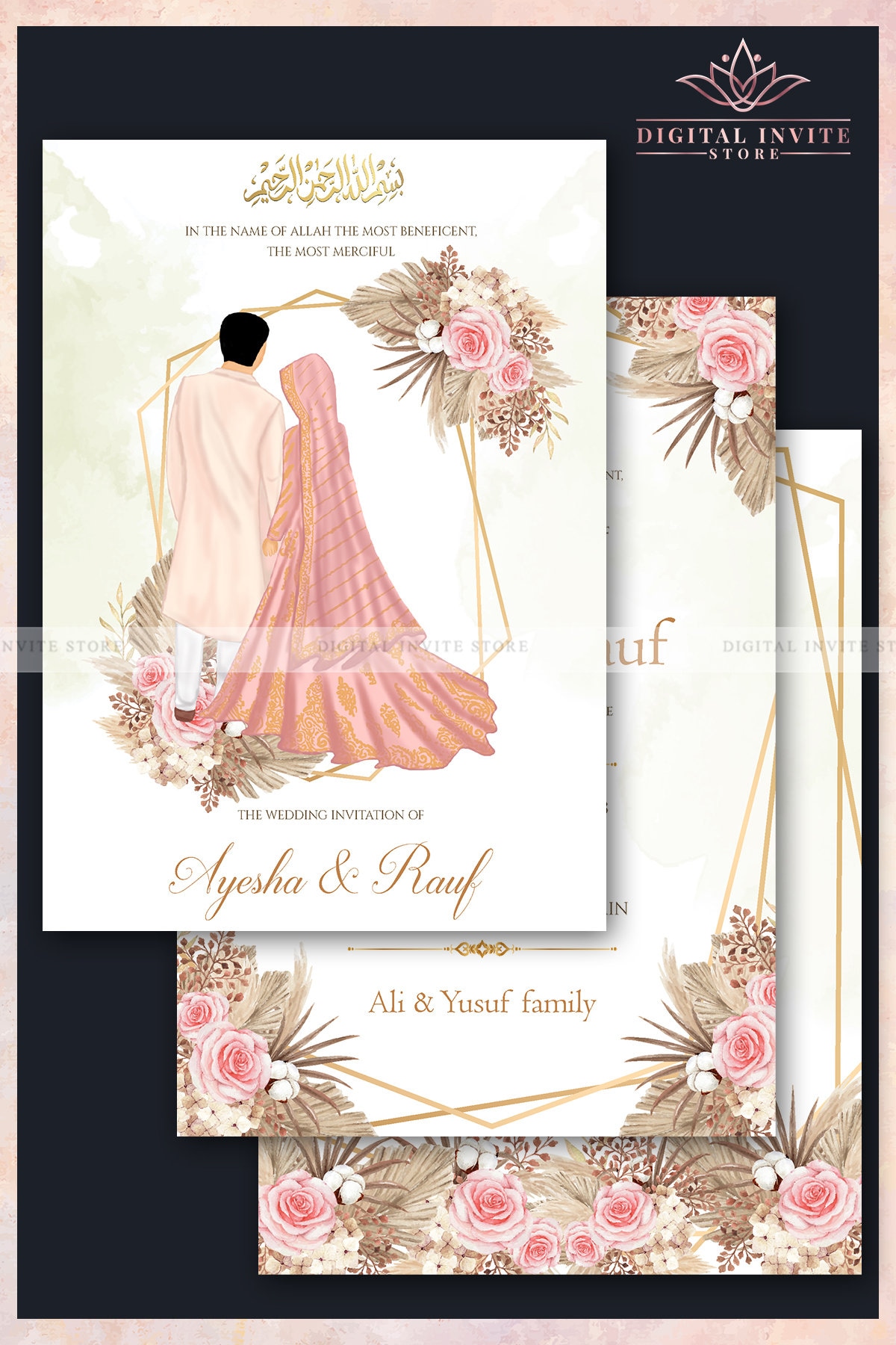 Muslim Wedding Digital Invites as Nikkah Invitations, Walimah Invite ...