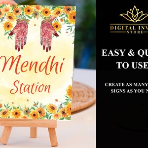 Mehndi Decorations Henna Station Sign, Dholki Decoration & Mehndi Decor ...