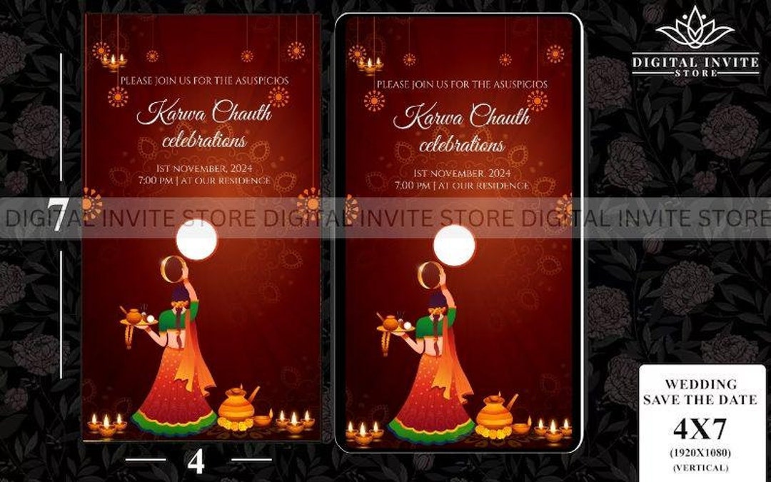 Karvachauth Invite Card, Karwa Chauth Invites, Digital Karva Chauth ...
