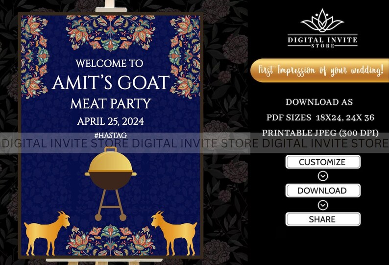 Punjabi Bakra Party Welcome Signs, Goat Meat Party Welcome Signs ...