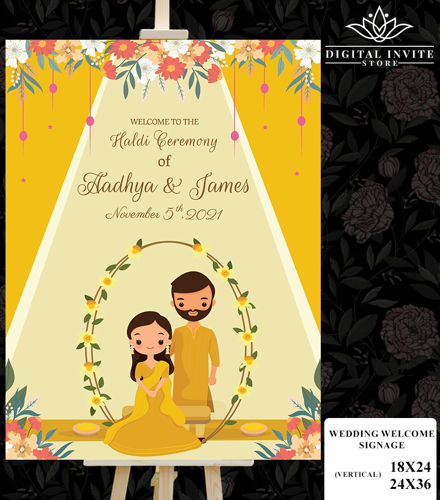 Indian Haldi Decor Entry Sign Board Haldi Ceremony Welcome | Etsy India