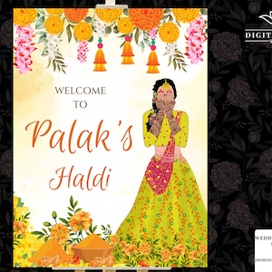 Bride's Haldi Welcome Signages, Haldi Ceremony Signs & Pithi Signages ...