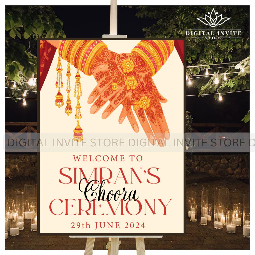 Punjabi Wedding Choora Signs & Choora Welcome Signs, Chooda Sign as ...