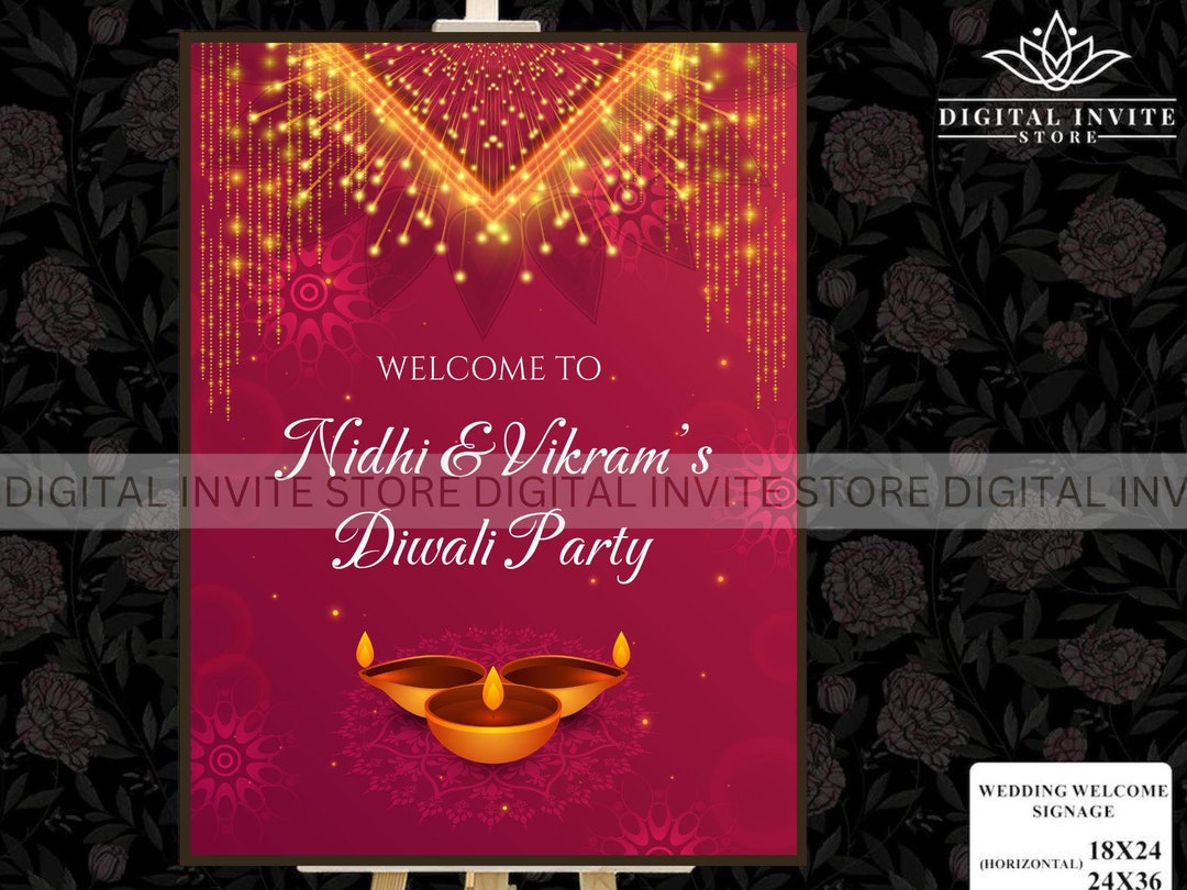 Diwali Party Welcome Signs, Diwali Party Signs, Diwali Welcome Signs ...