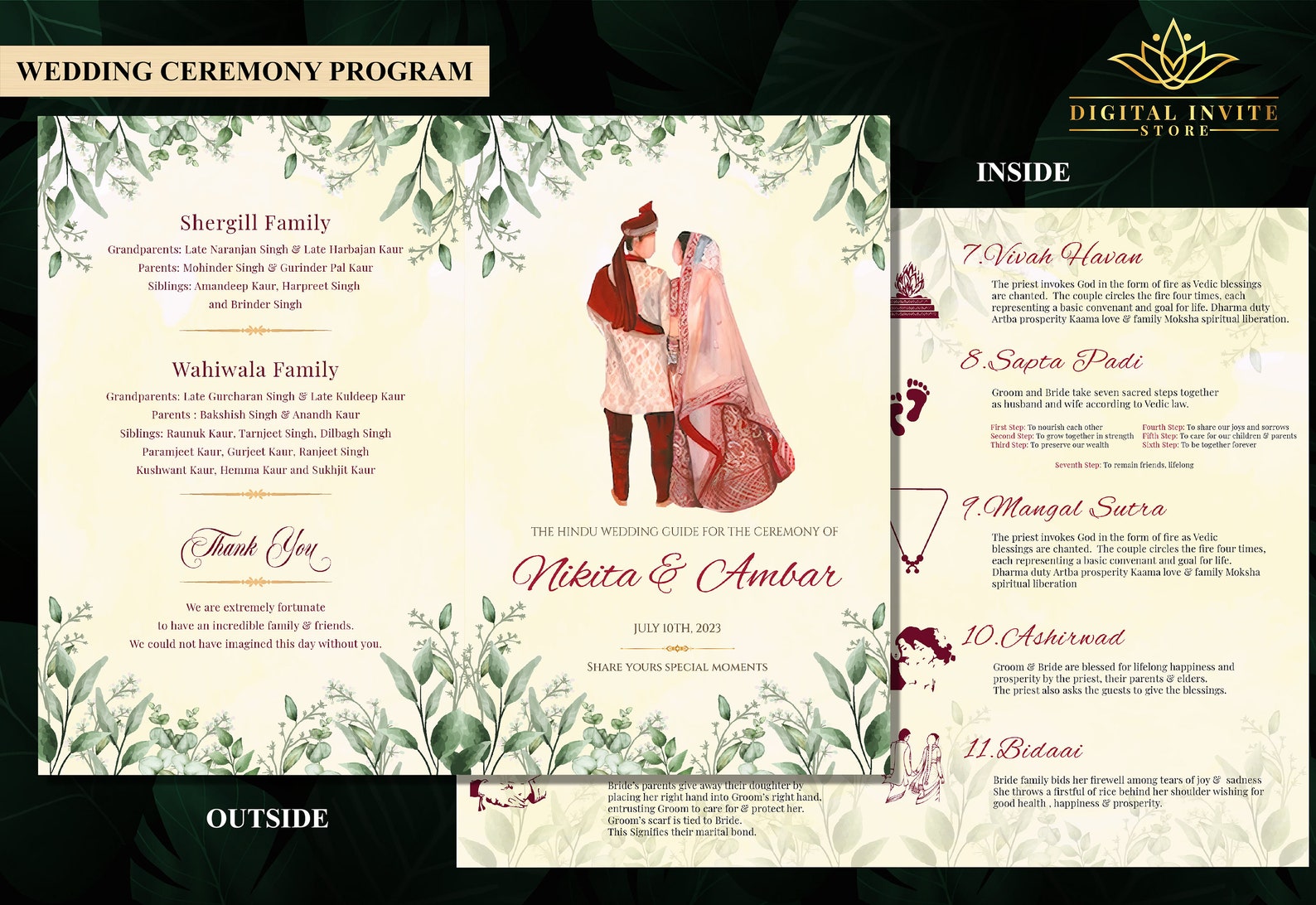 Indian Wedding Program Guide, Hindu Ceremony Program & Gujarati Wedding ...