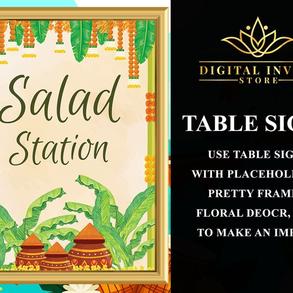 Indian Food Station Signs - Etsy