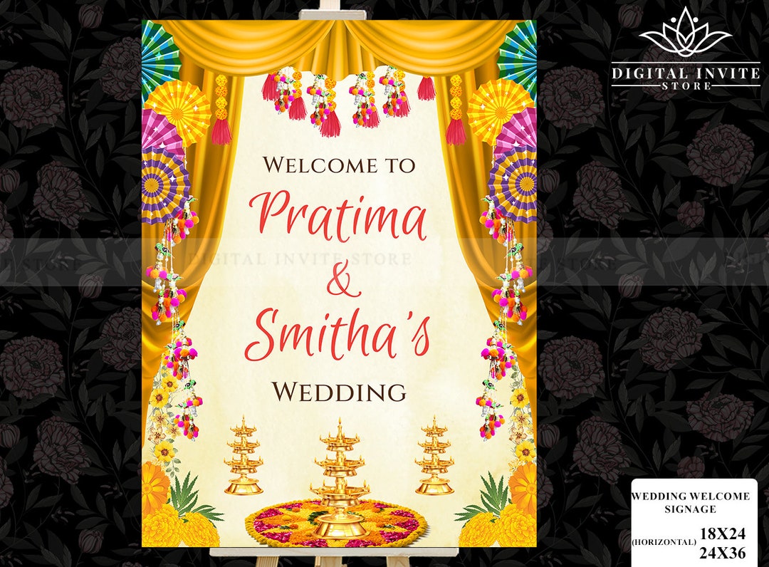 Buy Hindu Wedding Indian Couple Signage, Welcome Wedding Sign & Indian ...