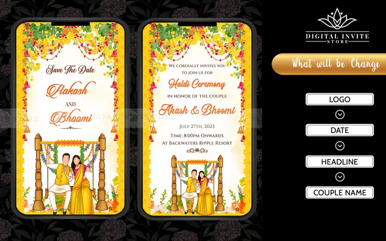 Haldi Party Invite Card Digital Haldi Save the Date - Etsy