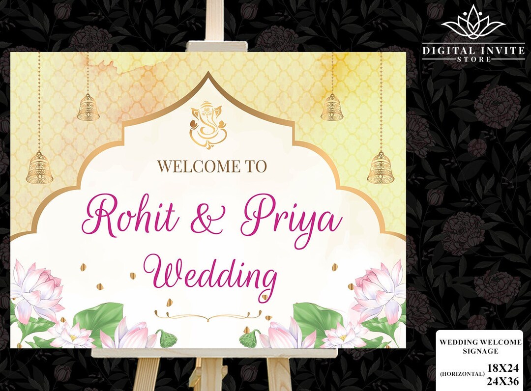 Indian Wedding Signage Board, Hindu Wedding Welcome Signs, Indian ...