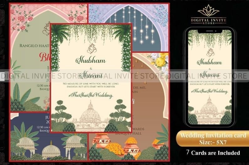 Indian Wedding Digital Invite Set as Indian Wedding Invitations, Indian ...