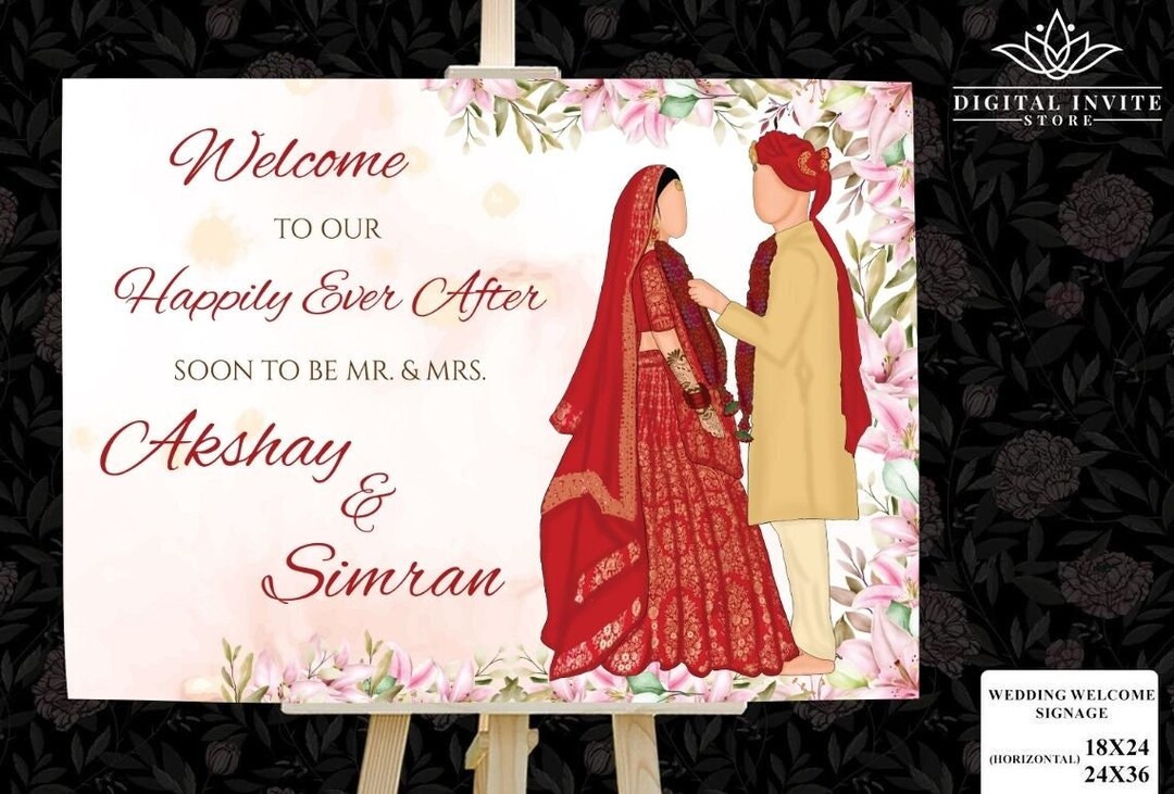 Welcome to Our Happily Ever After Sign, Hindu Wedding Signs as Phera ...