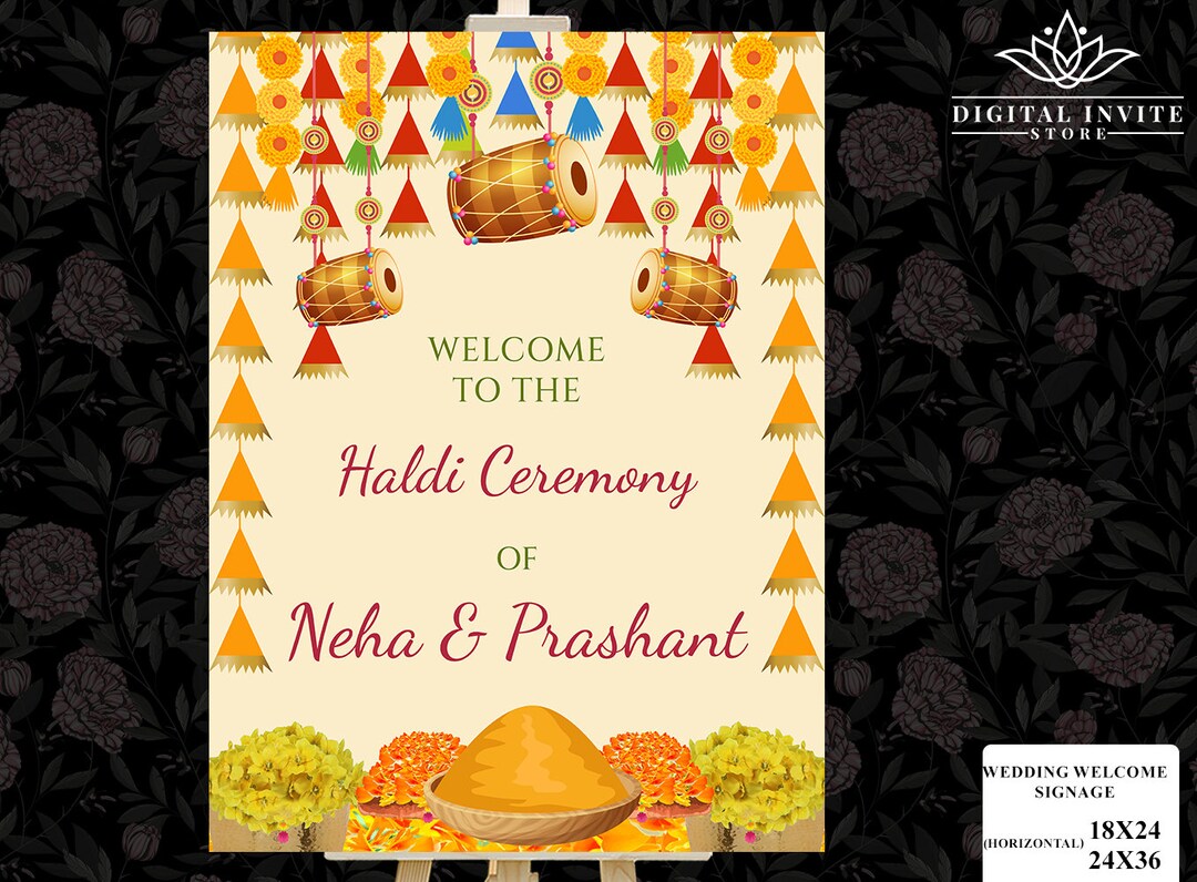 Buy Haldi Welcome Sign as Sangeet Party Signages Indian Haldi Online in ...