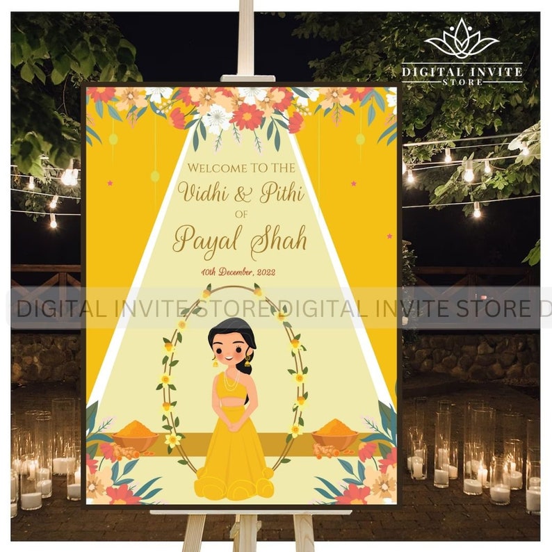 Indian Haldi Decor Entry Sign Board, Bride's Haldi & Pithi Signs, Haldi ...