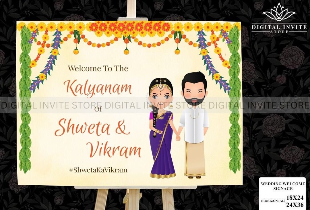 South Indian Signage Wedding, South Indian Wedding Signs as Welcome ...