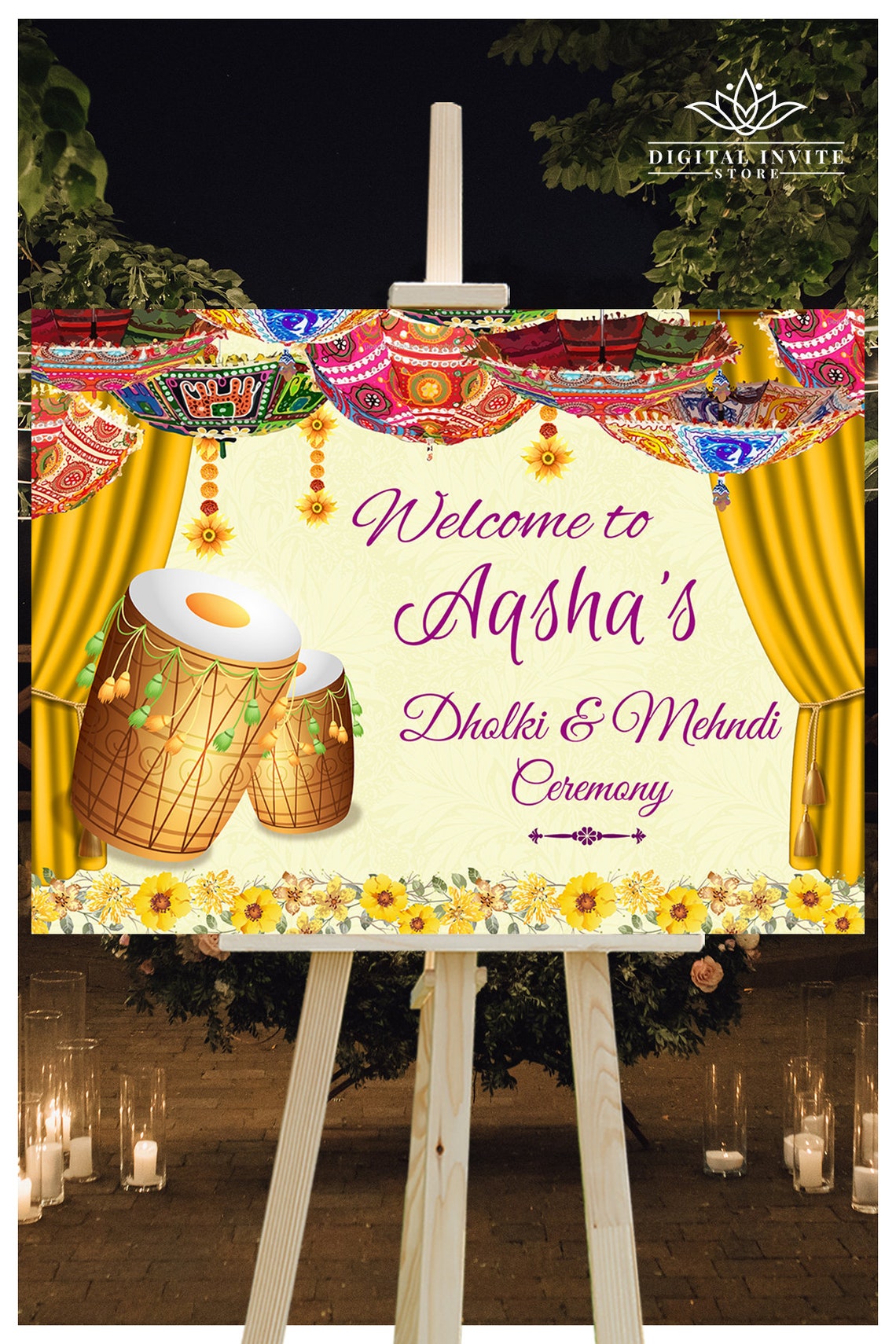 Pakistani Dholki Signs With Umbrella Theme Muslim Dholak | Etsy