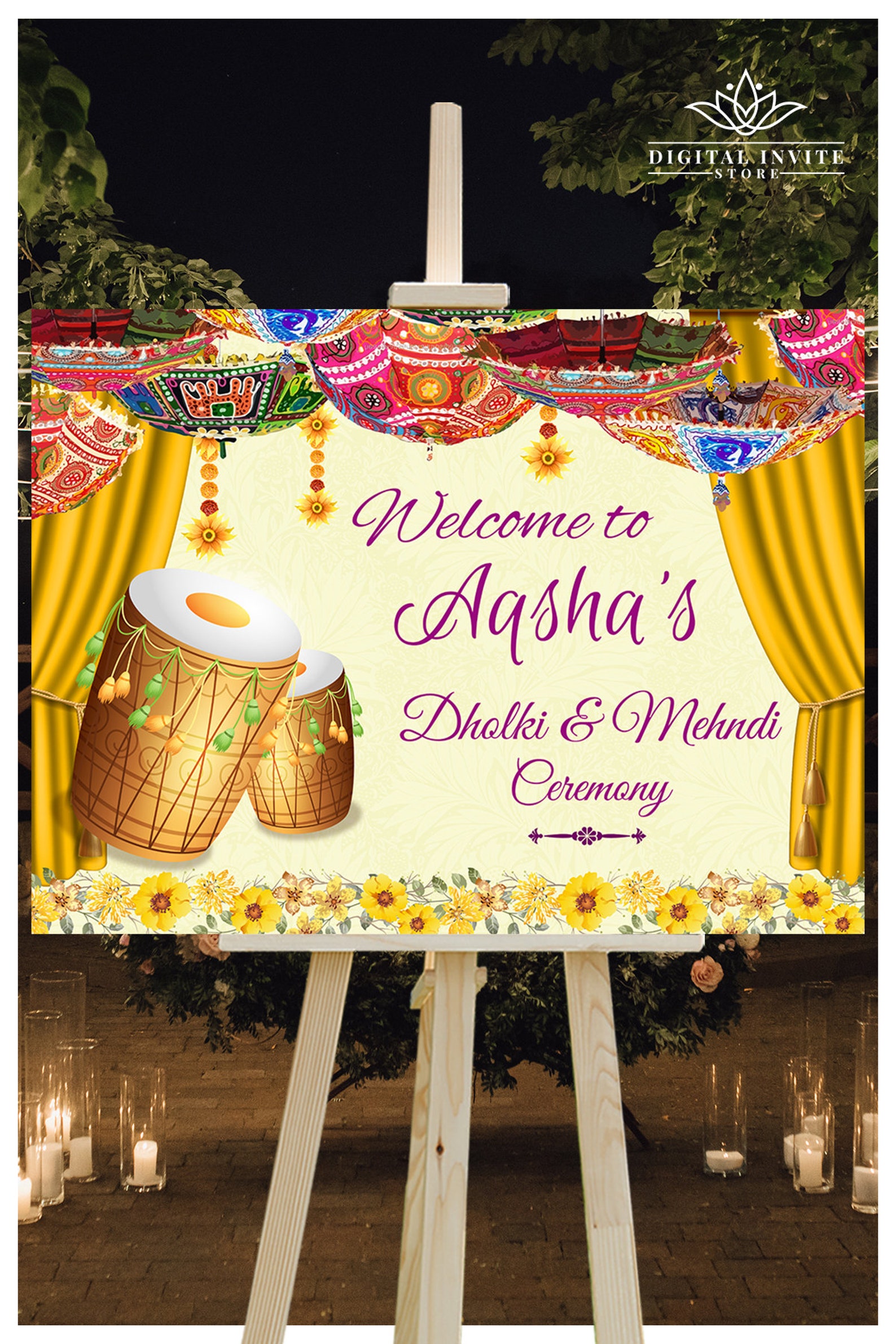 Pakistani Dholki Signs With Umbrella Theme Muslim Dholak - Etsy UK