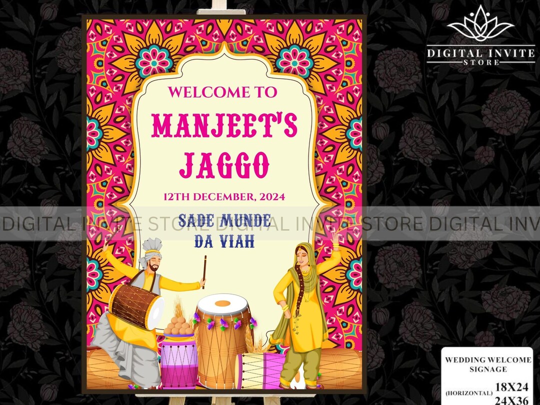 Jaggo Night Signs, Punjabi Wedding Decor Signage, Jaggo Welcome Signage ...