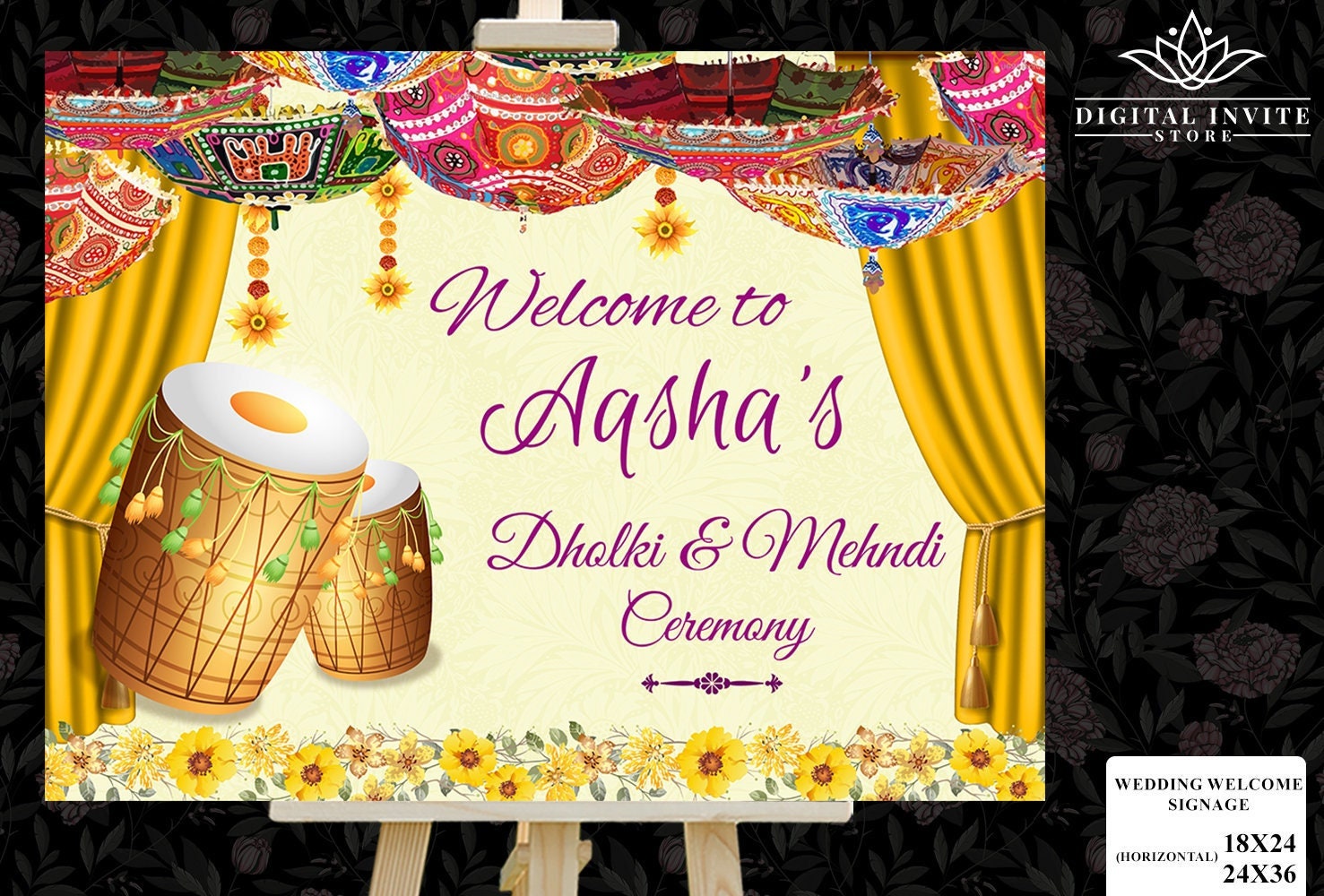 Pakistani Dholki Signs With Umbrella Theme Muslim Dholak - Etsy Canada