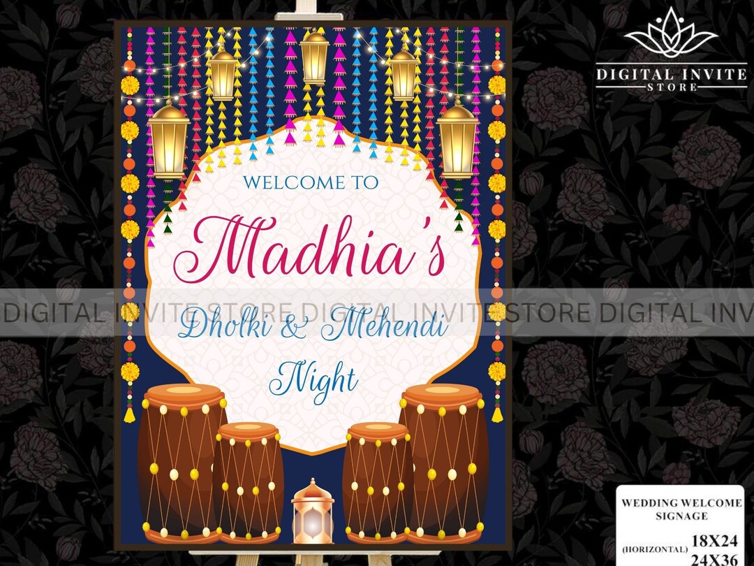 Pakistani Dholki Signs With Umbrella Theme, Muslim Dholak Night Signs ...