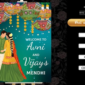 Mehendi Ceremony Sign, Custom Portrait Haldi & Mehndi Sign, Indian ...