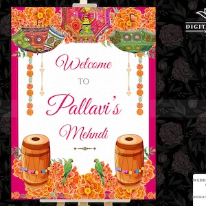 Buy Mehendi Welcome Signage Board, Mehndi Signs Umbrella Desi Decor ...