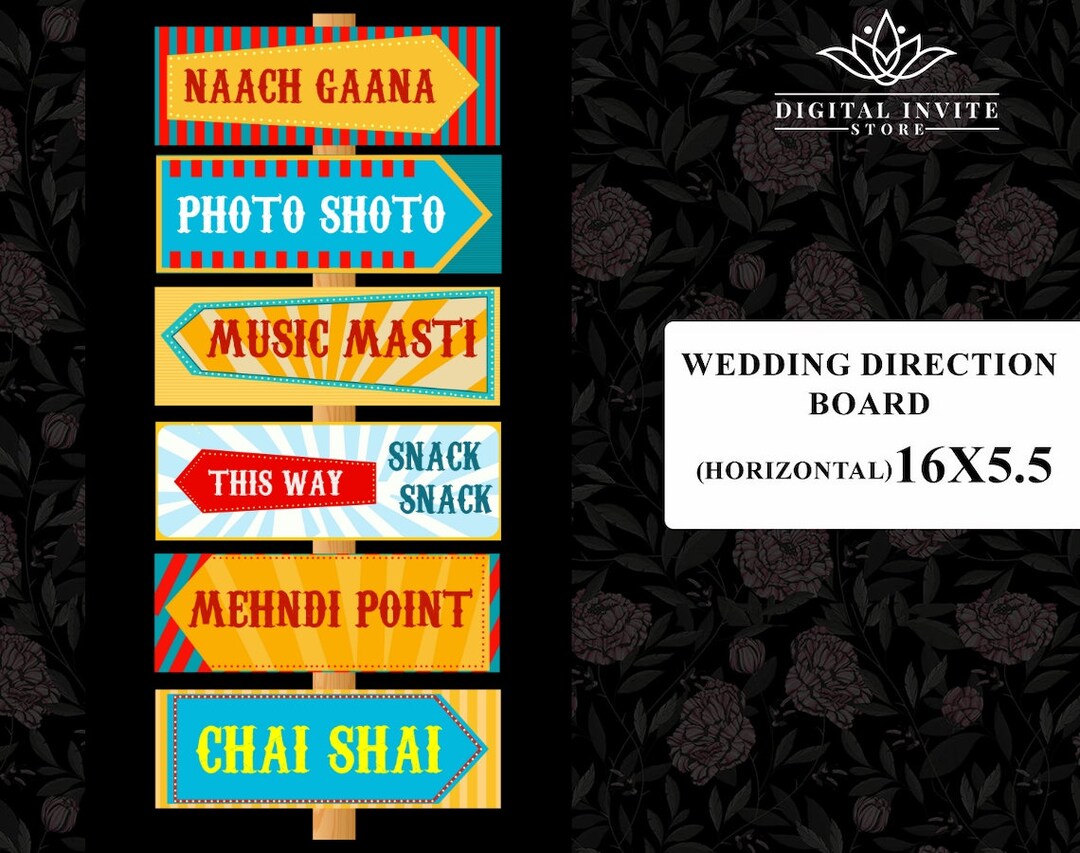 Punjabi Wedding Directional Signs, Indian Wedding Decor Signs, Sangeet ...