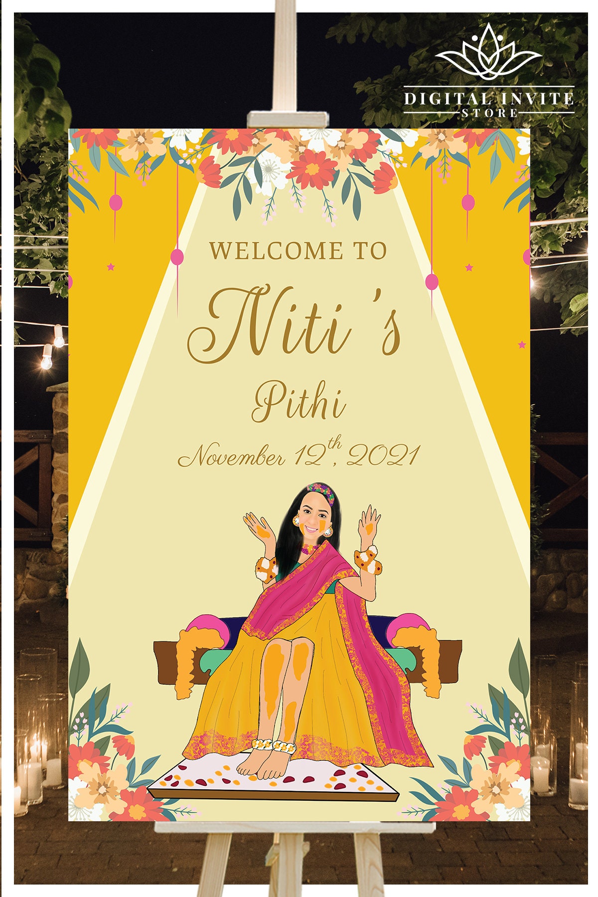 Bride's Haldi & Pithi Signs Custom Portrait Pithi Sign - Etsy