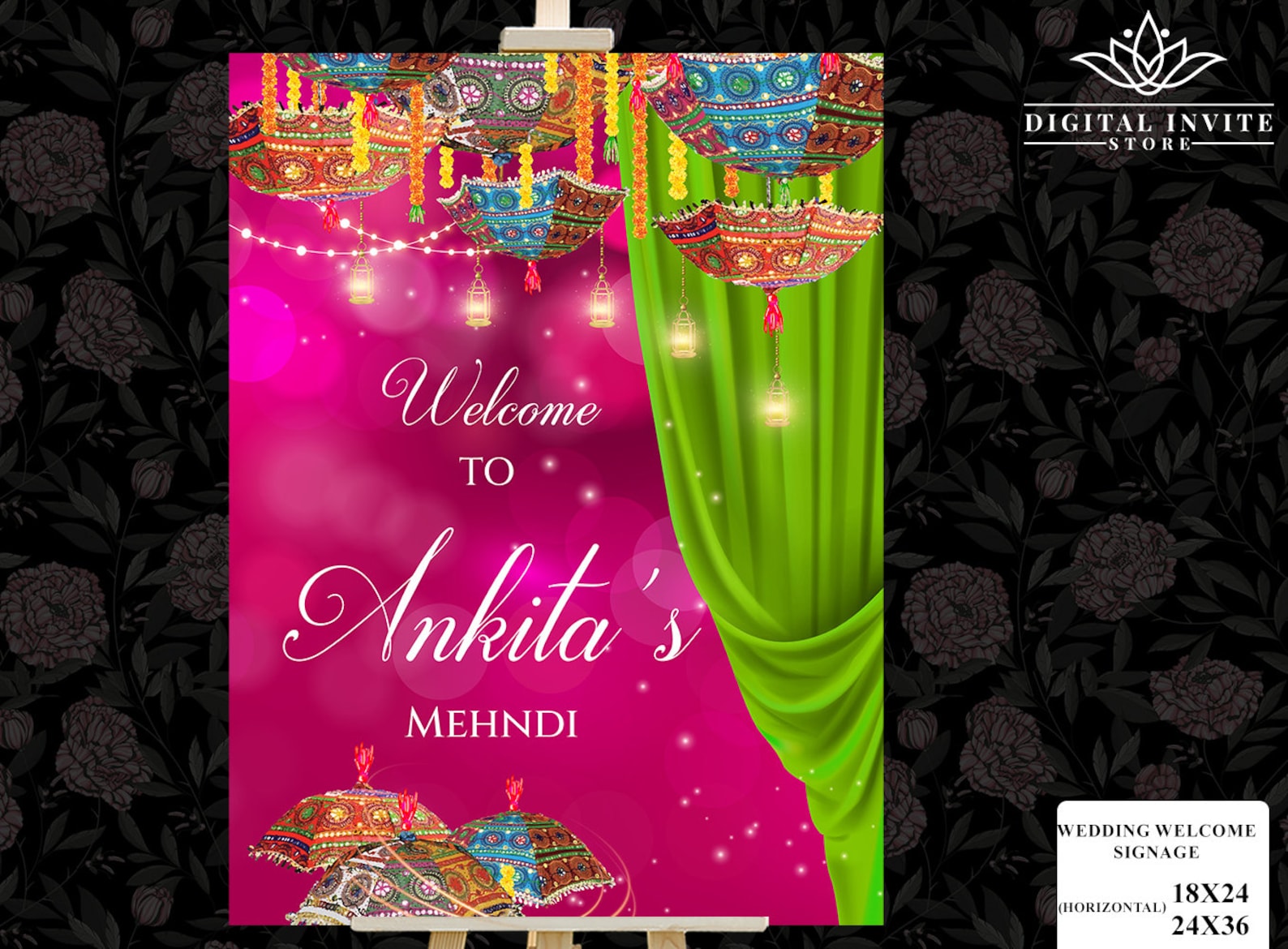 Mehendi Welcome Signage Board, Mehndi Signs Umbrella Desi Decor, Indian ...