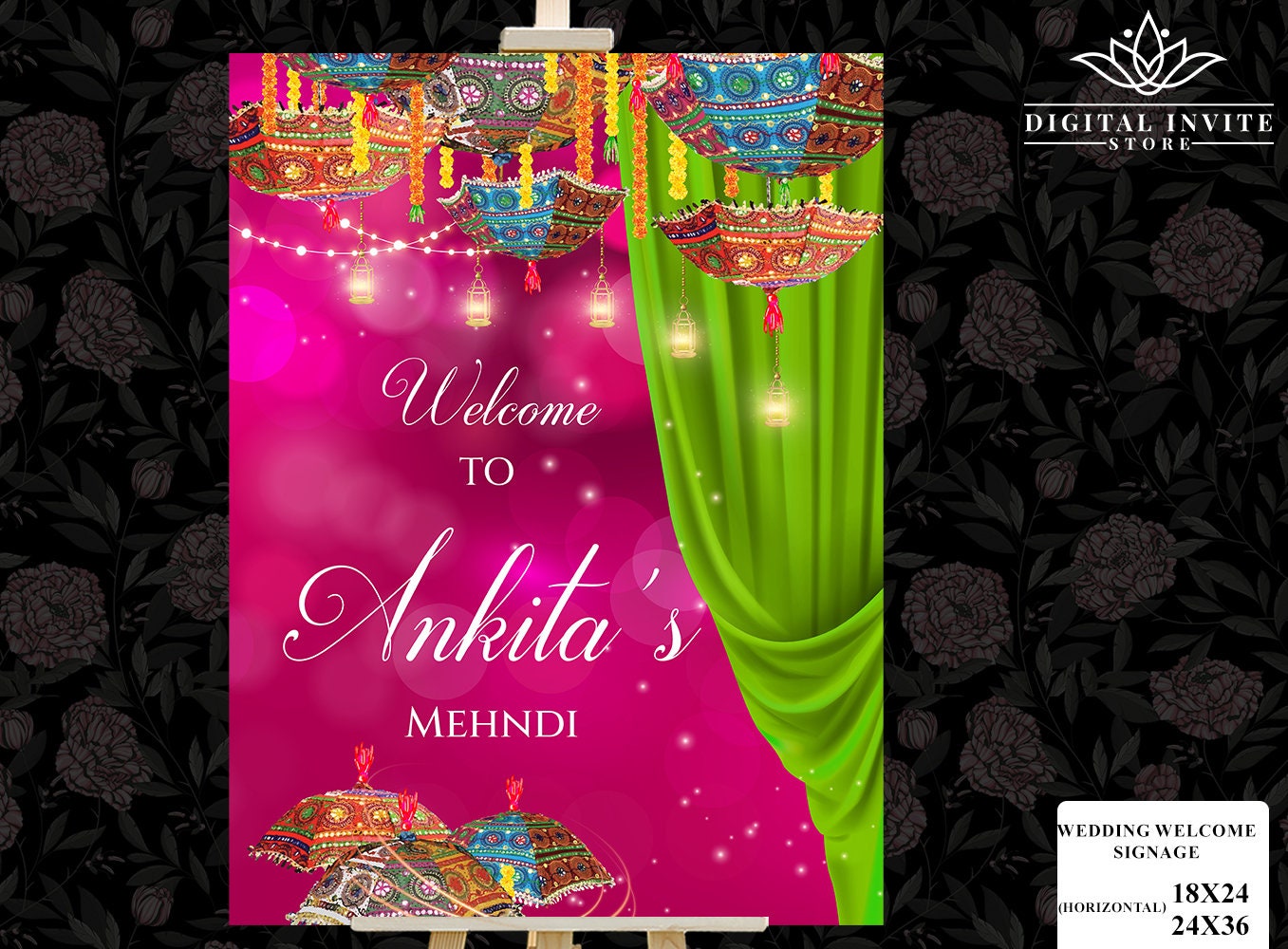 Mehendi Welcome Signage Board Mehndi Signs Umbrella Desi - Etsy