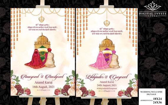 Sikh Wedding Welcome Signroyal Welcome Signage Board Sikh | Etsy
