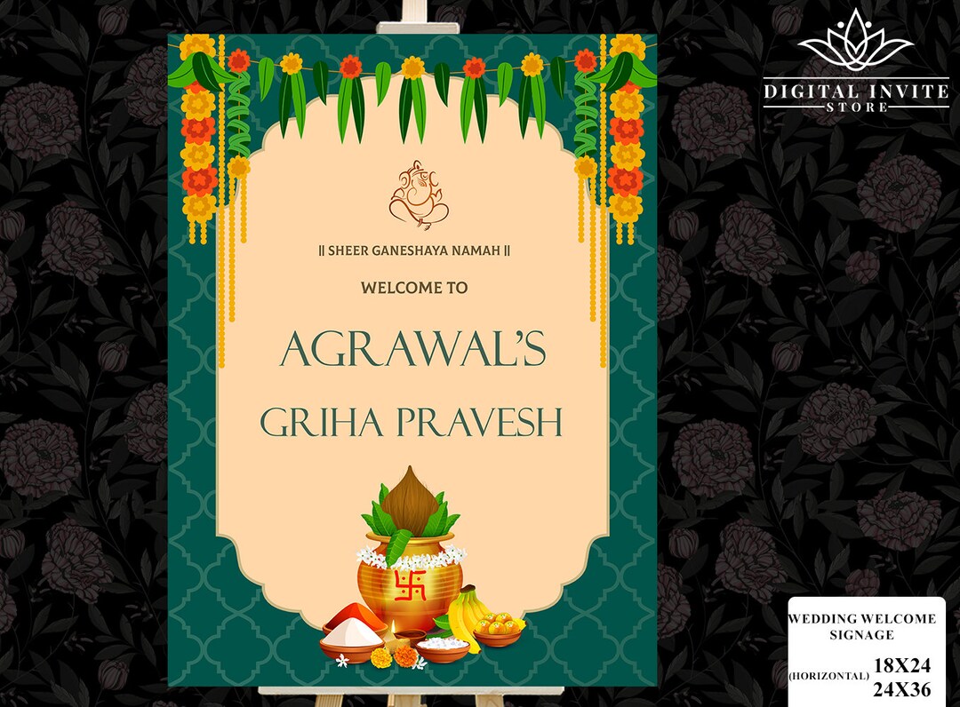 Graha Pravesh Signages as Ganesh Puja Welcome Sign Board, Ganesha ...