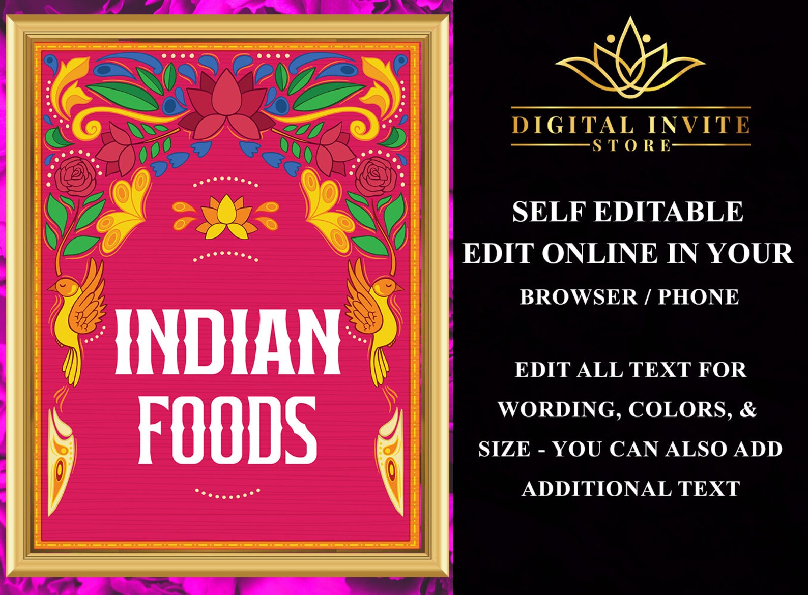 Wedding Food Stall Signs, Indian Wedding Decor, Indian Food Station ...