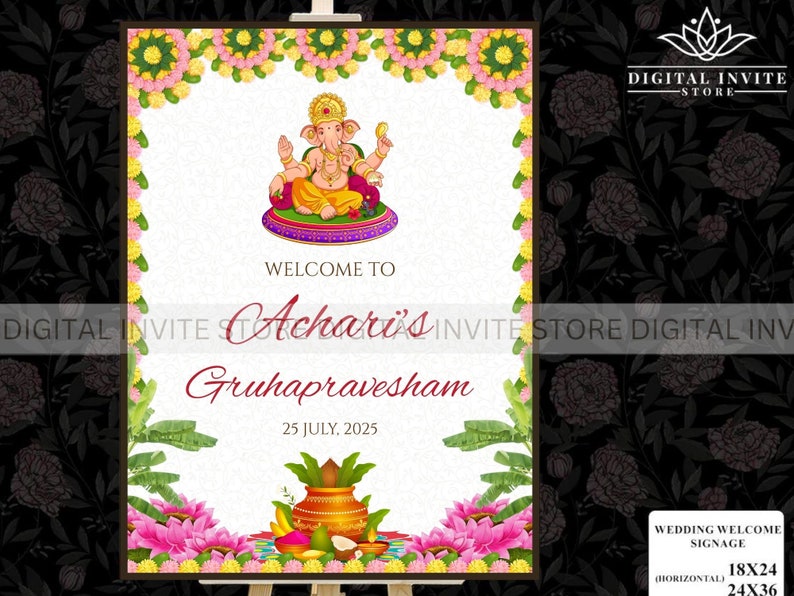 Indian Housewarming Banner, Ganesh Pooja Signs, Housewarming Board as ...