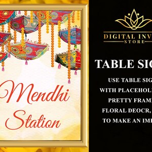 Henna Station Sign, Mehndi Station Sign, Dholki Decoration & Indian ...